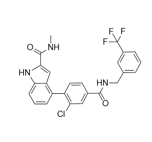 4-(2-chloro-4-((3-(trifluoromethyl)benzyl)carbamoyl)phenyl)-N-methyl-1H-indole-2-carboxamide ...